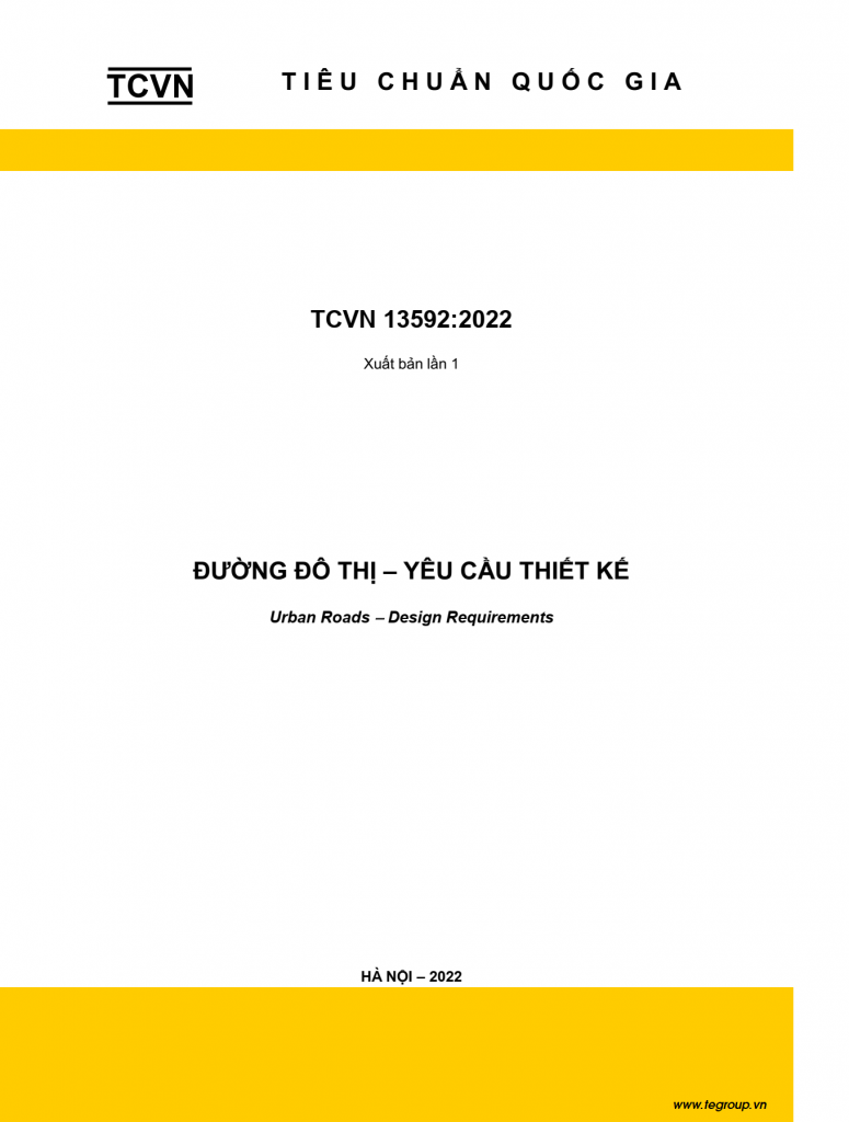 Download TCVN 13592-2022 : Đường đô thị - yêu cầu thiết kế - TeGroup